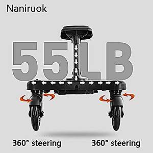 Naniruok Universal Stroller Board with Detachable Seat, 2-in-1 Buggy Board Suitable for Most Brands of Strollers, Holds Children Up to 55lbs