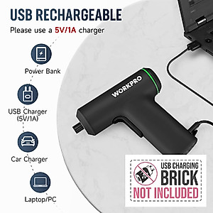 WORKPRO Electric Cordless Screwdriver Set, 4V USB Rechargeable Lithium-ion Battery Power Screwdriver Kit with LED Light, Screw Gun with 28pcs Accessories for Home, Office, Apartment Repair