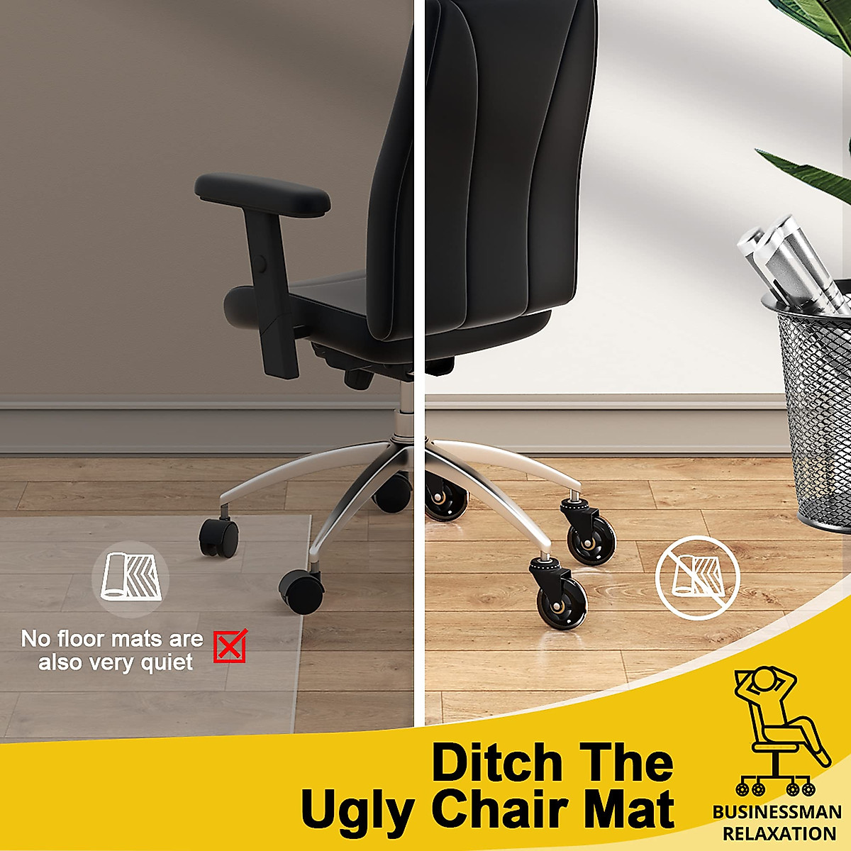 Office Chair Wheels，Heavy Duty Casters Set of 5,Caster Wheels 3 Inch, Suitable for All Floors (Carpet, Hardwood), Rubber Replacement Casters That Most Computer Chairs, Game Chairs,Desk Chairs Can Use