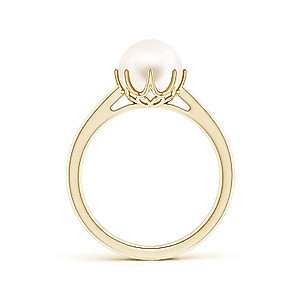 Angara Freshwater Cultured Pearl Solitaire Ring for Women in 14K Yellow Gold Size-5 (Grade-AAA | Size-8mm) | June Birthstone Jewelry Gift for Women| Wedding | Anniversary | Enagagement