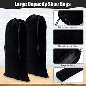12 Pcs Shoe Bags for Travel Shoe Dust Bags Black Duster Flannel Shoe Pouch Washable Shoe Covers with Drawstring Breathable for Home Luggage, 8 x 17 Inch