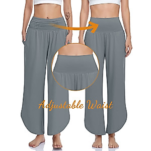 UEU Women's Wide Leg Yoga Pants High Waisted Comfy Dance Sweatpants Loose Casual Soft Lounge Joggers for Women with Pockets (Mid Gray, M)