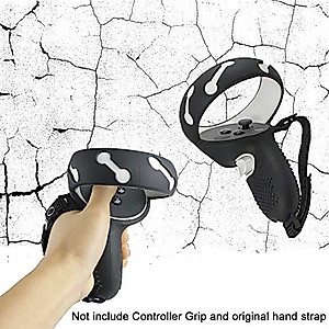 Kakalote Compatible for O culus Quest 2 Touch Controller Full Grip Cover, Slip Proof and Fall Proof Protective Silicone Sleeve with Hand Strap for Quest 2 Headset