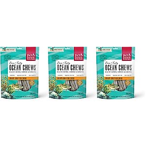 The Honest Kitchen 3 Pack of Crispy Cod Fish Skins Ocean Chews Single-Ingredient Dog Treats, 5.5 Ounces Each
