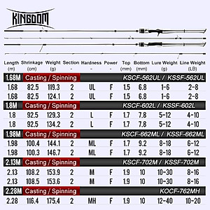 Kingdom Silver Needle Fishing Rods Ultralight Fast Spinning Rod Fuji Ring 2 Section UL L ML M MH Fuji Ring Carbon Casting Travel Rod