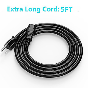 18 AWG Power Cable NEMA 5-15P to IEC320C13 for Computer Monitor TV Replacement 3 Prong Power Cord (5FT)