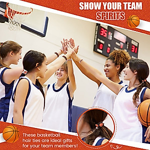 Hanaive 20 Pcs Basketball Hair Ties Basketball Hair Bands Elastic Ponytail Holders No Crease Ribbon Basketball Hair Accessories for Party Team