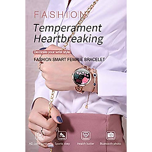 Rose Gold Smart Watch for Women，Ladies Smart Bracelet with Diamonds Stainless Steel Wristband, Elegant Fitness Tracker Pedometer Calorie Sleep Tracking Full Touchscreen for iOS Android Phones