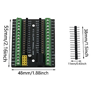 ZCZQC Terminal Adapter Board Terminal Expansion Adapter Plate with NRF2401, Expansion Interface DC Power Supply Interface for Arduino Nano V3.0 AVR ATMEGA328P
