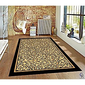 Champion Rugs Modern Contemporary Leopard Skin Pattern Animal Print Area Rug (5’ 3” X 7’ 5”)