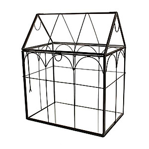 ELEGANTLIFE Glass Geometric Plant Terrarium,Succulent & Air Planter for Home Garden Office Decoration (Black House)