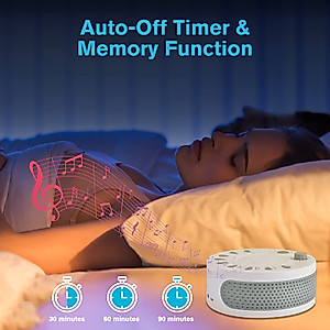 White Noise Machine, Portable Sleep Sound Therapy Machine with 3 Timers & 9 Natural Sound Options for Baby Kids Home Office Bedroom Travel Sleep Timer