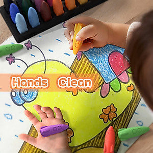 MASSRT 24 Colors Space Crayons for Toddlers Age 1-3, Non-toxic Mess Free Unbreakable Crayon Gifts, Easy to Hold Washable Crayons, Safe Coloring Gifts for Babies and Children