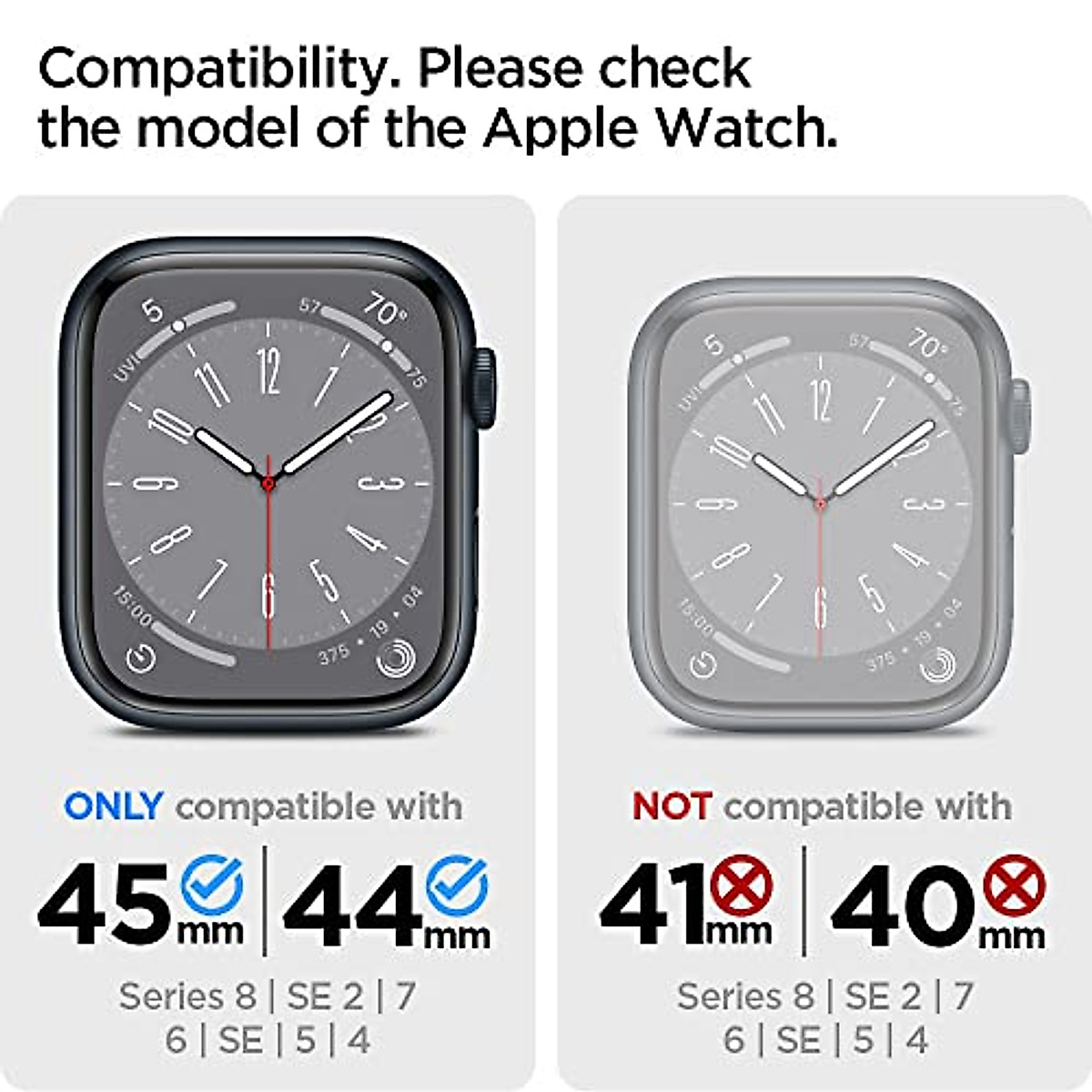 Spigen Rugged Armor Designed for Apple Watch Case Series 8/SE2/7/6/SE/5/4 45mm/44mm - Black