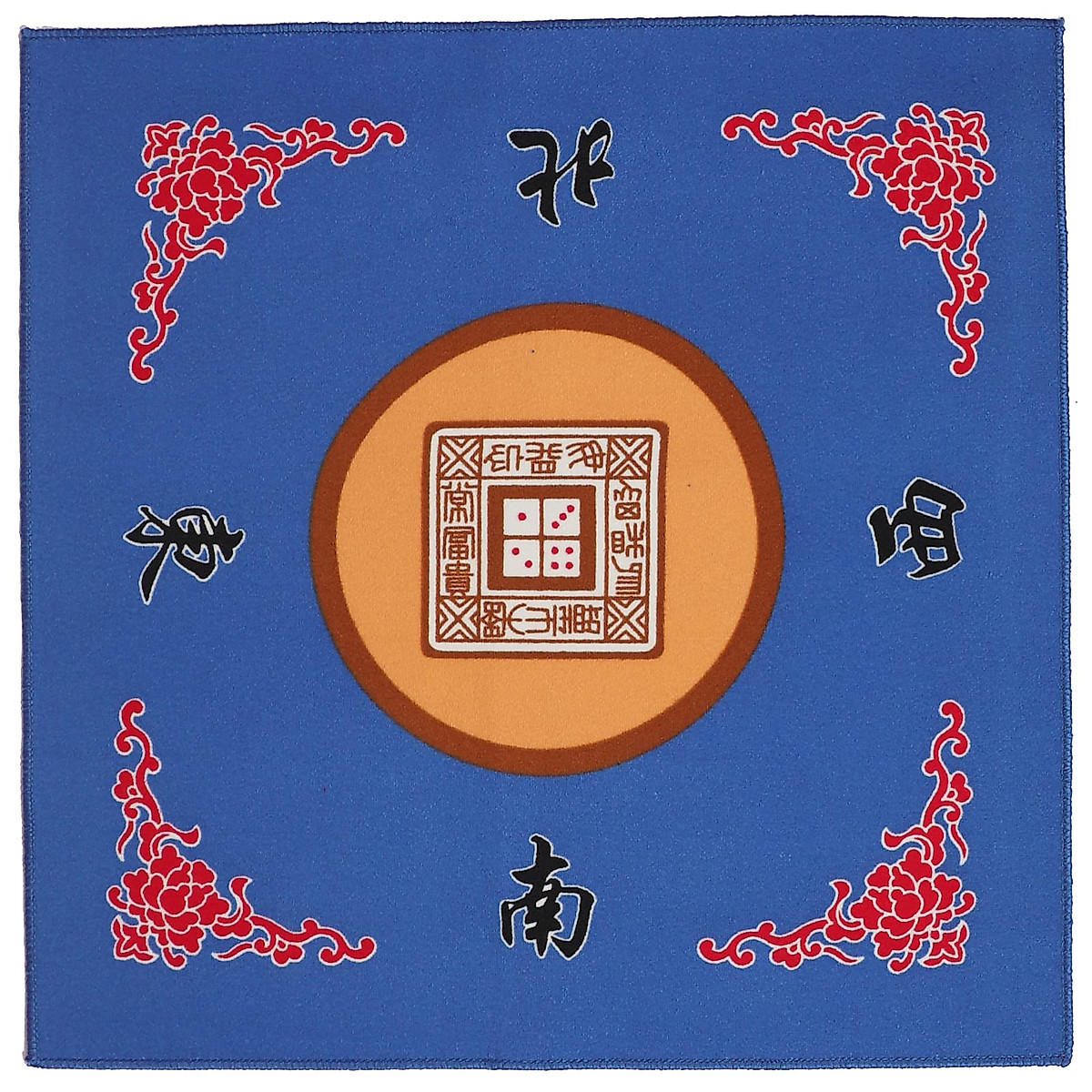 GUSTARIA Chinese Mahjong Set, with X-Large 144 Numbered Melamine Yellow Tiles, 2 Spare Tiles, 6 Dice and a Wind Indicator, Carrying Travel Case with English Instruction, Mahjong Mat (Blue)