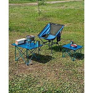 iClimb Ultralight Compact Camping Folding Beach Chair with Anti-Sinking Large Feet and Back Support Webbing (Blue - Square Frame)