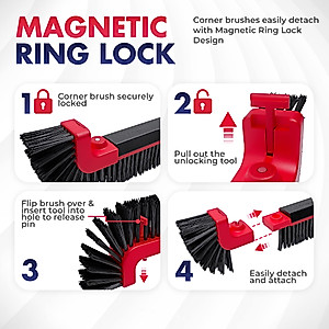 Pool Net with Brush Bundle - ProTuff 10X No Cost, No Hassle Replacements - 19.5" Deep Bag Fine Mesh Pool Net and Modular 22" Corner Cleaning Brush