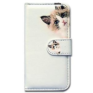 Bcov Pixel 6a Case, Cute Brown Cat Leather Flip Phone Case Wallet Cover with Card Slot Holder Kickstand for Google Pixel 6a