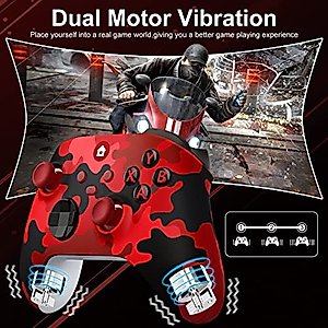 ADHJIE Wireless Controller for Xbox one, 2.4G Wireless Xbox One Controller Compatible with Xbox One/One S/One X/One Series Wireless Xbox Controller with Wireless Adapter(Camo Red)