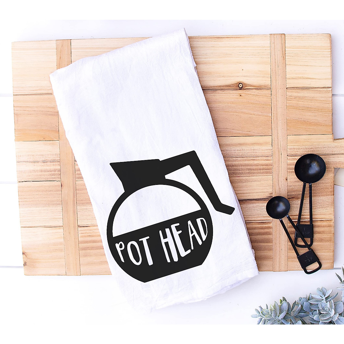 Handmade Funny Kitchen Towel - 100% Cotton Funny Hand Towel for Coffee Lovers - 28x28 Inch Perfect for Chef Housewarming Christmas Mother’s Day Birthday Gift (Punny Pot Head)