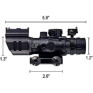 DB TAC INC 4x32 Red/Green/Blue Triple Illuminated Mil-Dot Range Reticle Scope for Picatinny/Weaver Rail