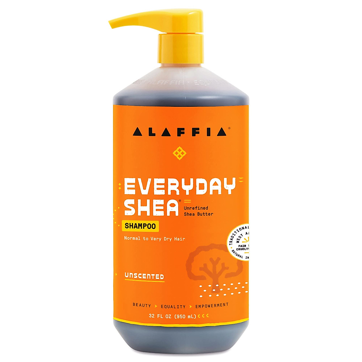 Alaffia EveryDay Shea Shampoo, Unscented, Gentle Cleansing Shampoo for Normal to Dry Hair. Made with Fair Trade Unrefined Shea Butter, No Parabens or Phthalates, 32 fl oz
