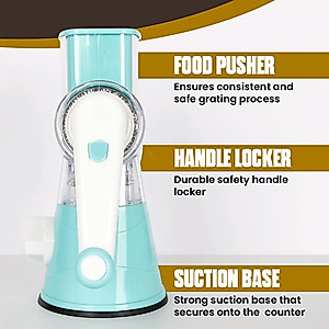 Sagno Cheese Grater | Rotary Cheese Grater with Handle and Cheese Shredder Rotary | Spinning Vegetable Chopper and Slicer Rotary Grater for Kitchen | Cheese Shredder with Handle | Kitchen Gadgets