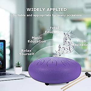 Ranch Steel Tongue Drum 12 Inches 11 Notes Handpan Drum C Key Percussion Instrument Hand Drum for Beginners Easy to Learn Tank Drum with Bag, Mallets, Music Book, Note Stickers, Finger Picks