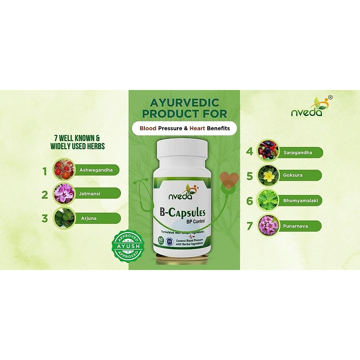 BP Control for Pressure | Ayurvedic Medicine| Hyperatens Management | 60 Capsules