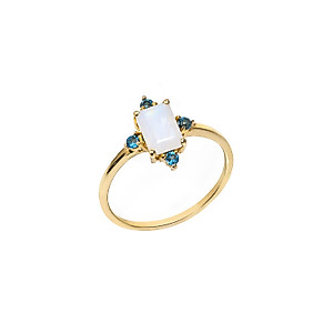 YoTreasure 1.57 ct. t.w. Moonstone & London Blue Topaz 10kt Yellow Gold Ring