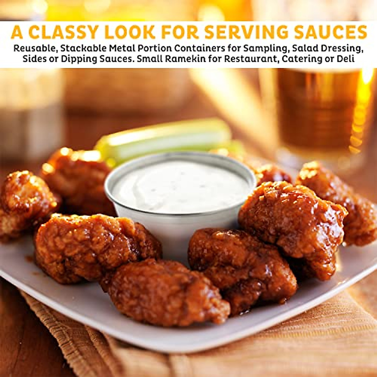 C&S Event Supply Co. 2.5oz Ramekins - Commercial Grade Silver Stainless Steel Sauce Cups, Round Small Bowls for Dipping Sauce Cup & Portion Control - Ideal for Au Jus, Condiments, Dips - Set of 12