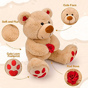 Valentines Day Gifts for Her Women Wife, 11 inch Teddy Bear Stuffed Animals for Kids Mom Girlfriend Fiancée, Christmas Birthday Anniversary Mothers Day Plush Bear Gifts from Boyfriend Husband