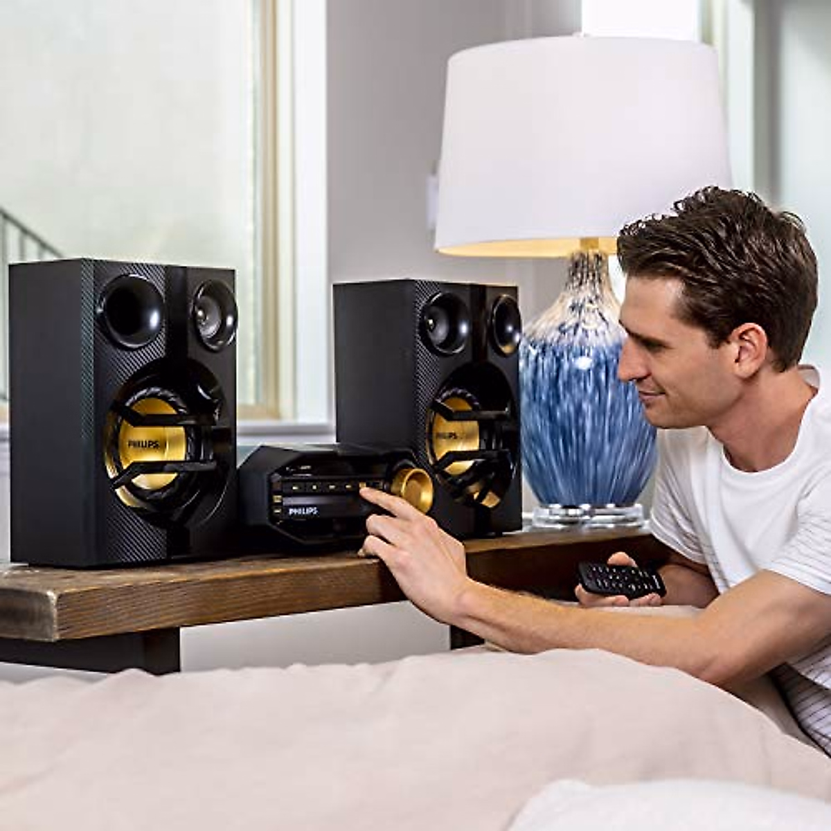 Philips FX10 Bluetooth Stereo System for Home with CD Player, MP3, USB, FM Radio, Bass Reflex Speaker, 230 W