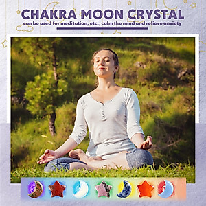 60 Pieces Star Shaped Crystals and Moon Shaped Crystals Worry Stones Assorted Palm Thumb Stones Hand Making Gemstone Quartz Decorative Crystal for Witchcraft Meditation DIY Balancing Jewelry