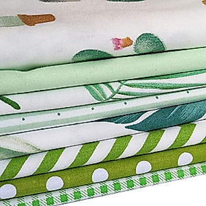 Quilting Fabric Misscrafts 8pcs 100% Cotton Craft Fabric Bundle Squares Fat Quarters 18" x 22" Multicolored for Patchwork DIY Sewing Scrapbooking Green Plant