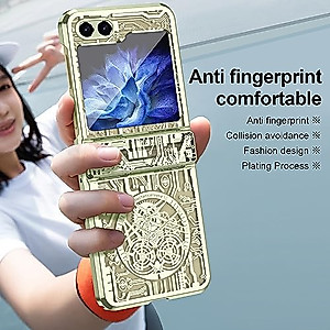 phone case Slim Case Compatible with Samsung Galaxy Z Flip 5 with Hinge+Camera Lens Protector,Thin Hard PC Case Fashion Protective Case for Galaxy Z Flip 5 Rugged Electroplating Cover phone protection