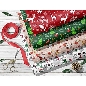 SaringSwoon Christmas Wrapping Paper for Boys Girls Kids Adults - Xmas Gift Wrap With Gnome, Reindeer, Polar Bear, Merry Christmas on Green and Red - 43×29 Inches, 6 Folded Sheets, Recyclable