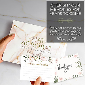 Hat Acrobat Advice and Wishes Greeting Cards - 50 Double Sided Advice and Wishes Cards Perfect for Weddings, Baby Shower, Graduation and More – Blush Pink Floral Assorted Cards (50)