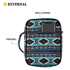 YEXIATODO Aztec Ethnic Style Bible Cover Bible Case with Handle Zippered Back Pocket Women Girls Teens Kids Crossbody Backpack for Study Outdoor Daily Commuter Book Paper Towels Cosmetics Phones