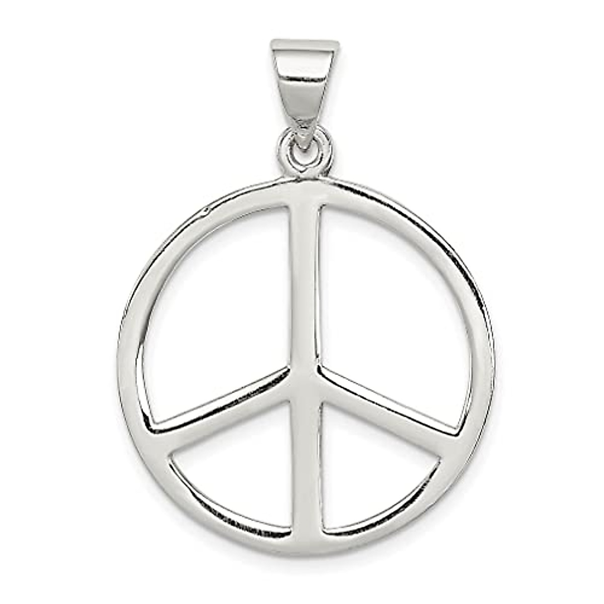 925 Sterling Silver Peace Sign Inspirational Symbol Necklace Charm Pendant 35mm x 24mm Only