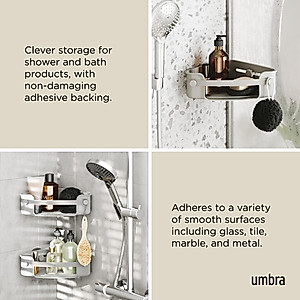 Umbra Flex Adhesive Shower Corner Shelf for Bathroom, Grey