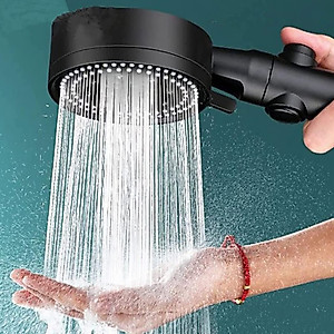 Multi-Functional High Pressure Shower Head with 5 Modes, High Pressure Handheld Shower Head with ON/Off Switch for Home Bathhoom, Water Saving, Easy to Install (Black A)