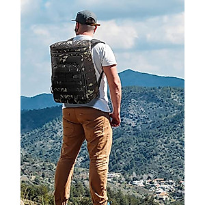 Cooler Backpack Insulated Waterproof Leak Proof - TACTICISM Lunch Backpack for Men 33 Cans MOLLE Soft Sided Protable Cooler Bag for Work Beach Camping Fishing Hiking Picnic Kayaking Gear, Black Camo
