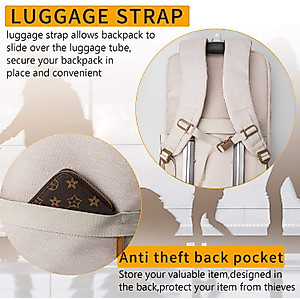 NOBLEMAN Backpack for women and man ,Waterproof School travel work Backpack, 15.6 Inch Laptop Backpack, Daypack, with USB (Beige plus)