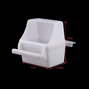HONGYUNHX 2 Pcs Small Bird Slot Feeder Plastic Bird Water Dispenser Bowl No Mess Cage Hanging Feeder Cup Small Birds Cage accesory,White