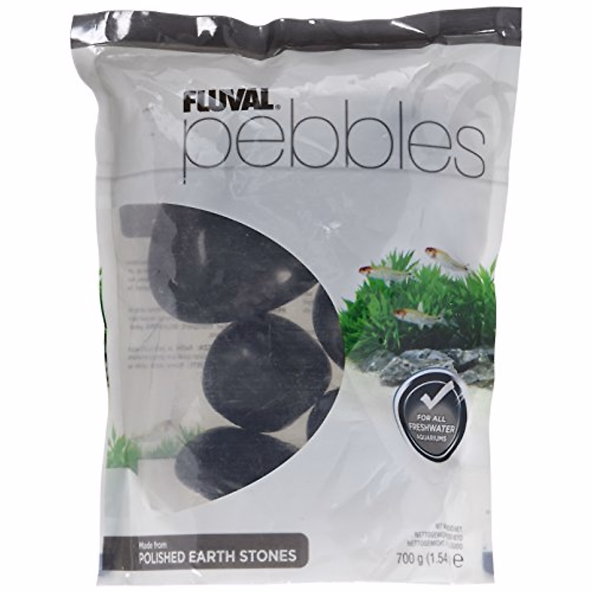Fluval Polished Black Agate Stone for Aquarium, 1.5-Pound