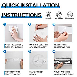 Woseito 3-Pack Shower Caddy, Adhesives Bathroom Organizers With Soap Dish Holder， No Drilling Shower Shelf, Stainless Steel Shower Rack With Hooks, Mounted for Bathroom & Toilet Table (Matte Black)