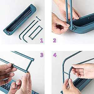 Telescopic Sink Holder,Expandable Storage Drain Basket Rack, Adjustable Expandable Sponge Soap Holder Drainer Sink Tray with Dishcloth Drying Rack for Home Kitchen Sink (Gray)