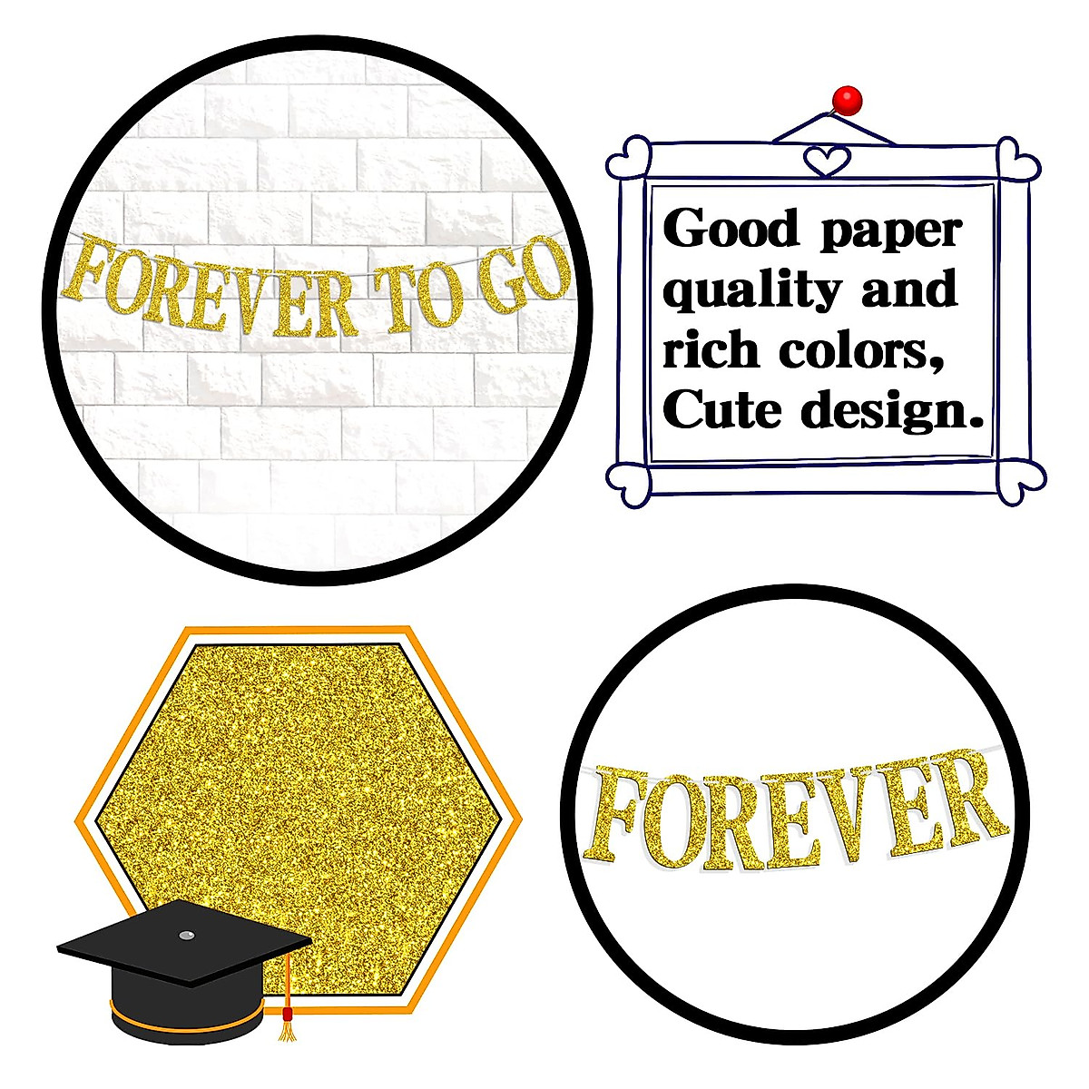 1 Year Down Forever to Go Banner, 1 Year of Marriage Gift, Happy 1st Wedding Anniversary Party Decoration Supplies, Gold Glitter