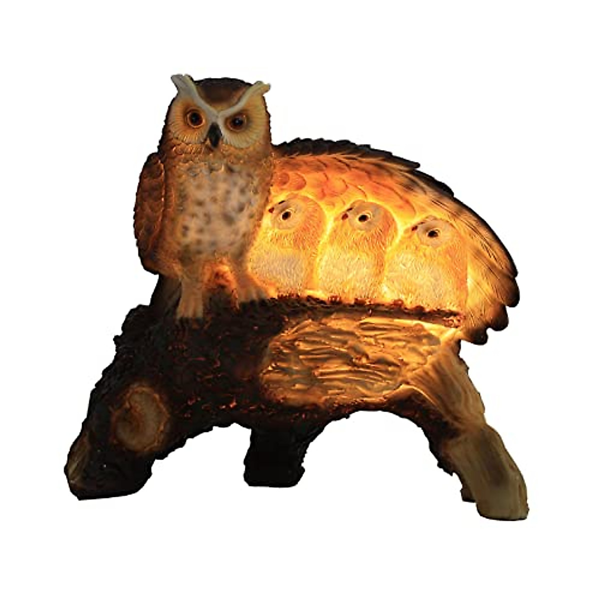 Garden Statue Owl Figurine Light - Resin Sculpture with Solar LED Light, Cute Owl for Patio,Yard, Lawn Ornaments, Gifts for Mom,Housewarming.
